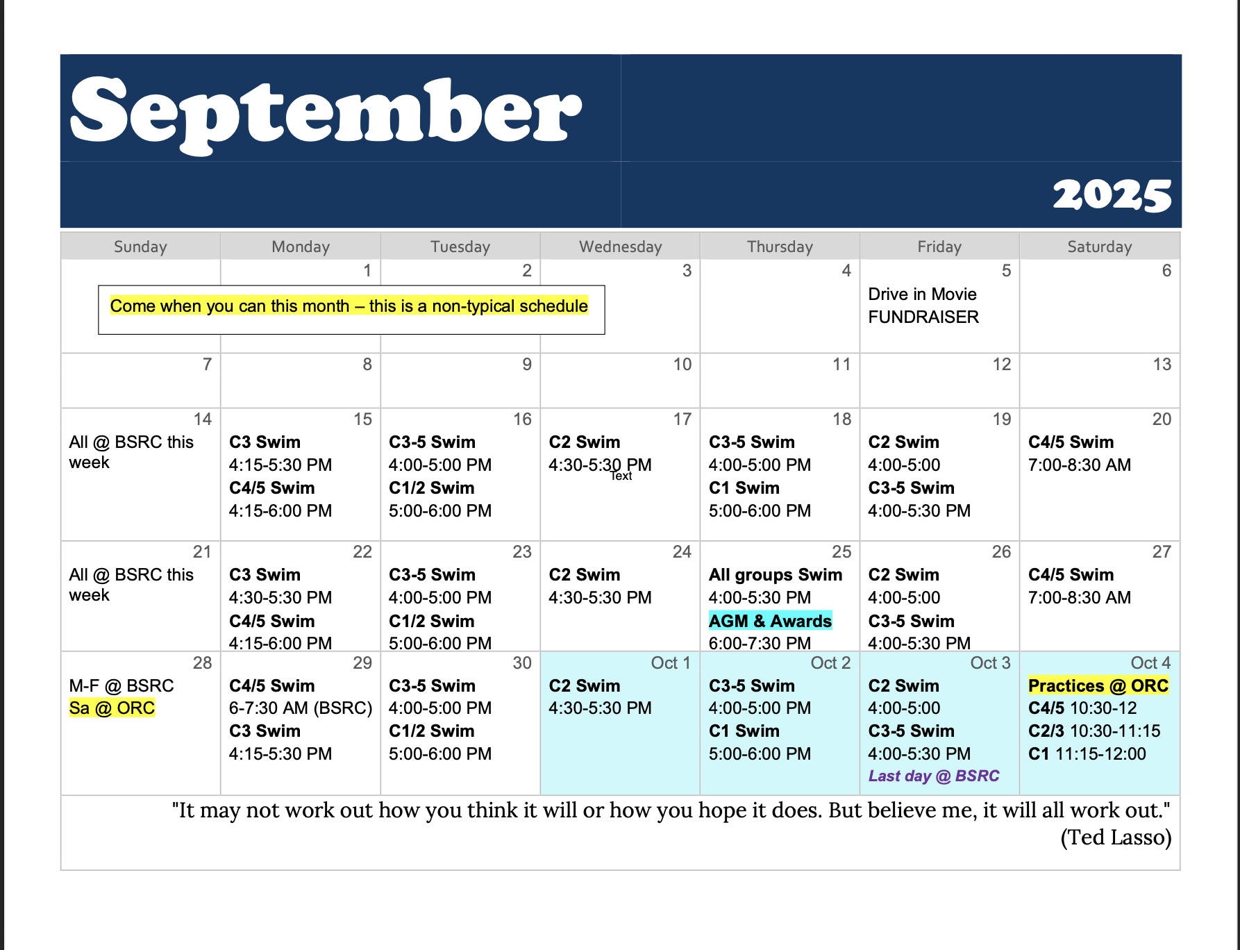 Highwood Current Swim Club | Team Calendars